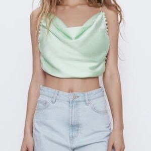 Zara | Tops | Zara Satin Backless Crop Top | Poshmark
